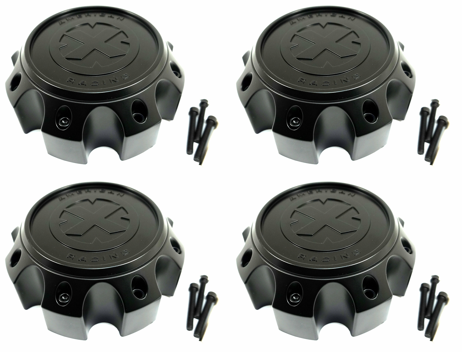 4 ATX Series Black Center Caps for 8L XD808 Menace XD809 Riot XD813 ...
