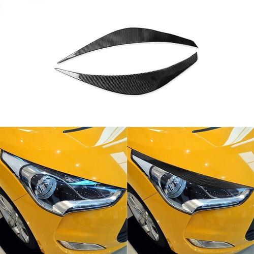 Carbon Fiber Front Headlight Eyelid Eyebrow Cover For Hyundai Veloster ...