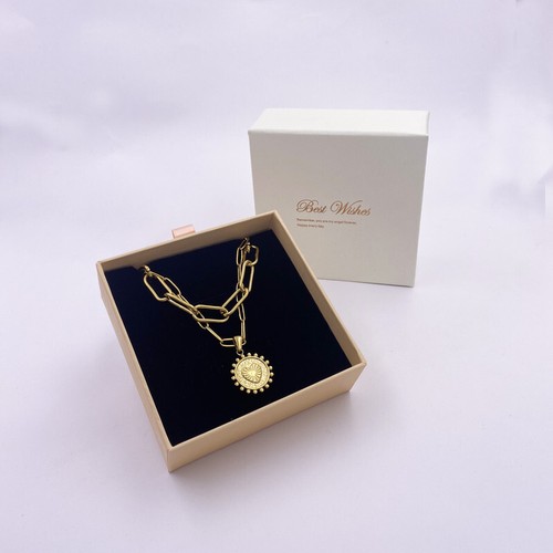 18K Gold Coated Double Layered Two-Sided Sun Heart X Pendant Necklace ...