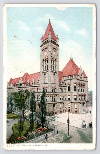 City Hall Building Exterior Street Clock Tower Cincinnati Ohio OH c1908 ...