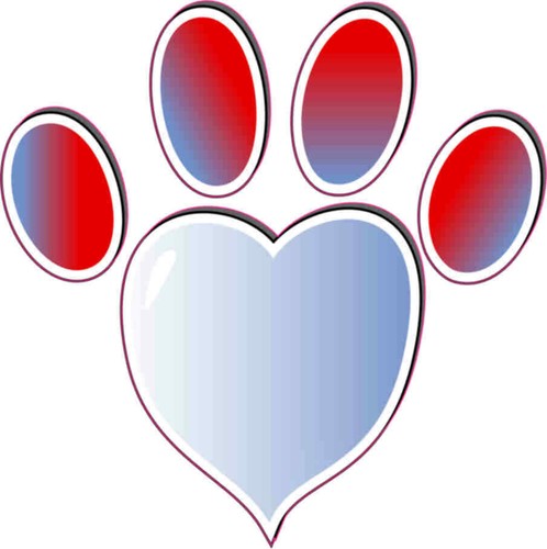 3x3 Red Blue Heart Paw Print Bumper Sticker Vinyl Vehicle Window ...