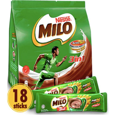 Nestle Milo 3 in 1 Chocolate Fuze 18 Sachets x 27g Instant Chocolate ...