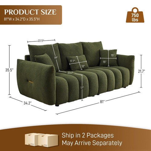 Modern Teddy Upholstered 37.8" Single Sofa/81" 3-Seater Sofa for Living ...