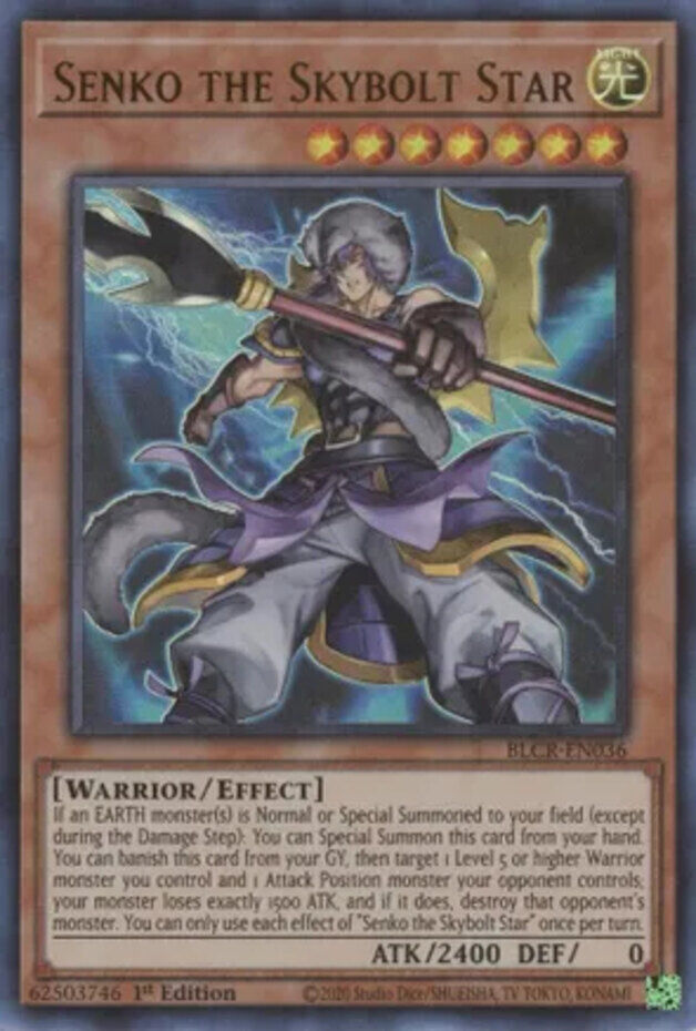 3x Senko the Skybolt Star - BLCR-EN036 - Ultra Rare - 1st 3x Senko the Skybolt Star - BLCR-EN036 - Ultra Rare - 1st