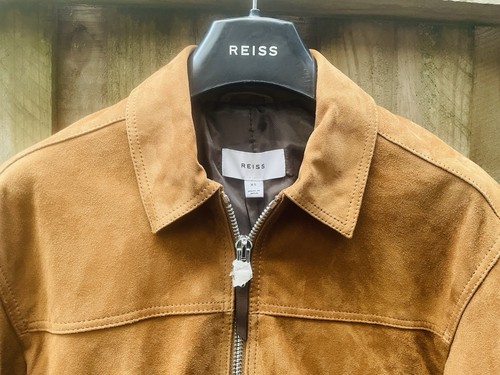 BNWT Reiss ‘Riley’ Suede Zip-Through Jacket in Tobacco Size X Small RRP ...