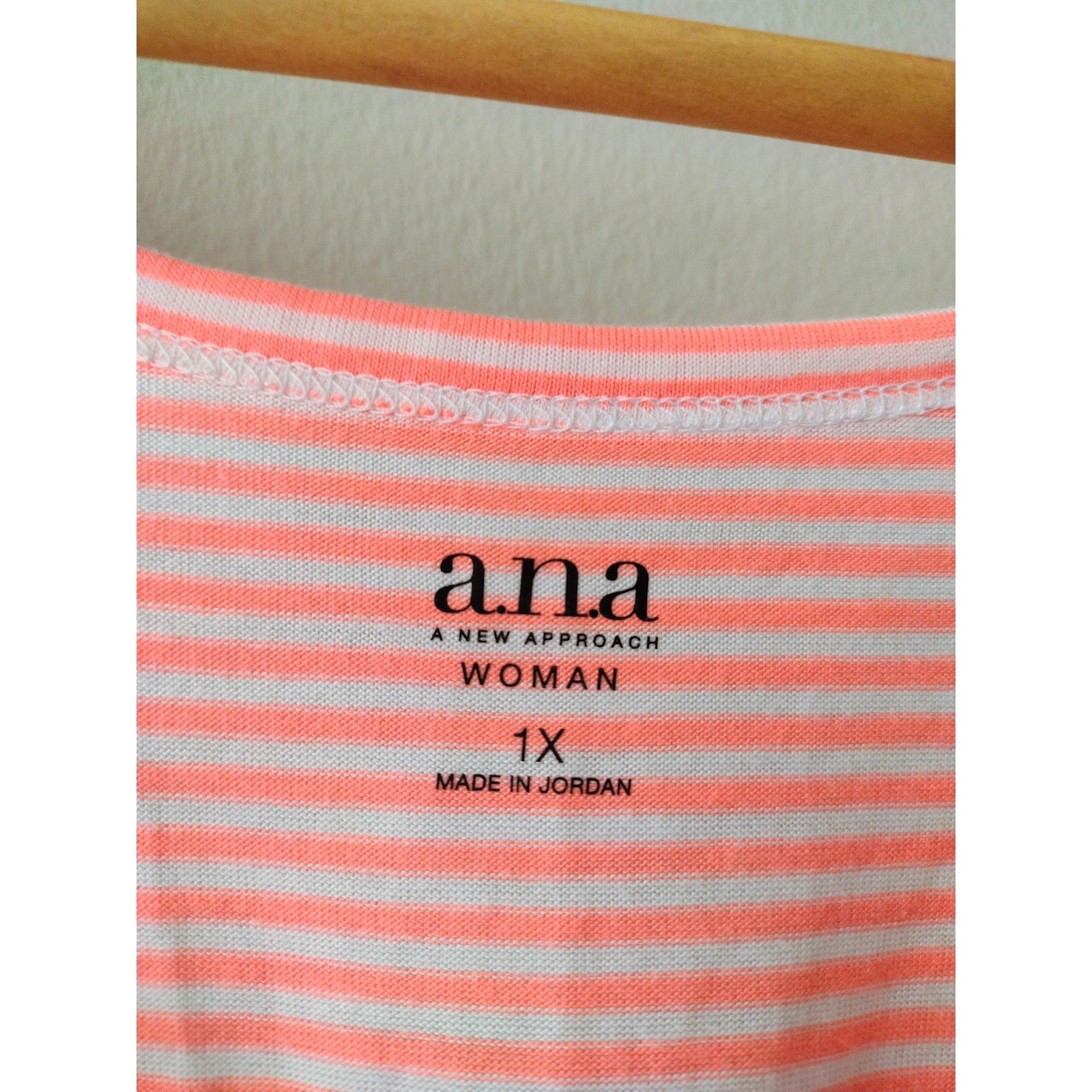 ANA womens 1X stripe cotton tank top v-neck sleeveless pink white | eBay