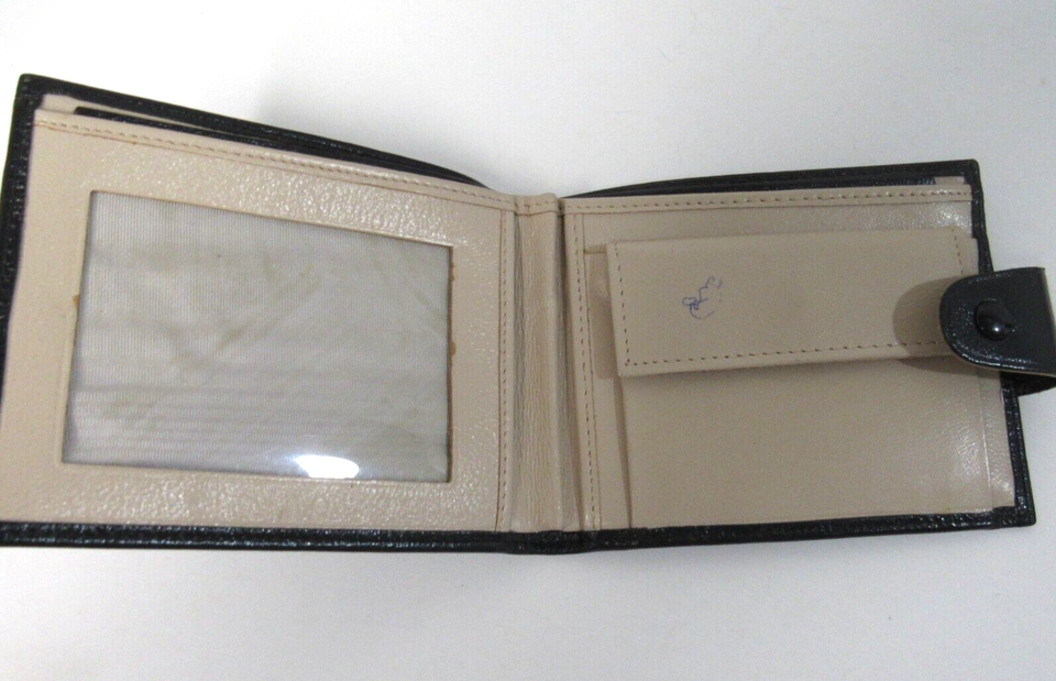 Vintage Italian Leather School Wallet Billfold Black Gold Fleur de Lis ...