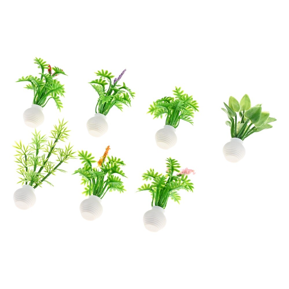 7Pcs Mini Flower Pots Colorful Mix HO O Scale Model Railway Dollhouse ...