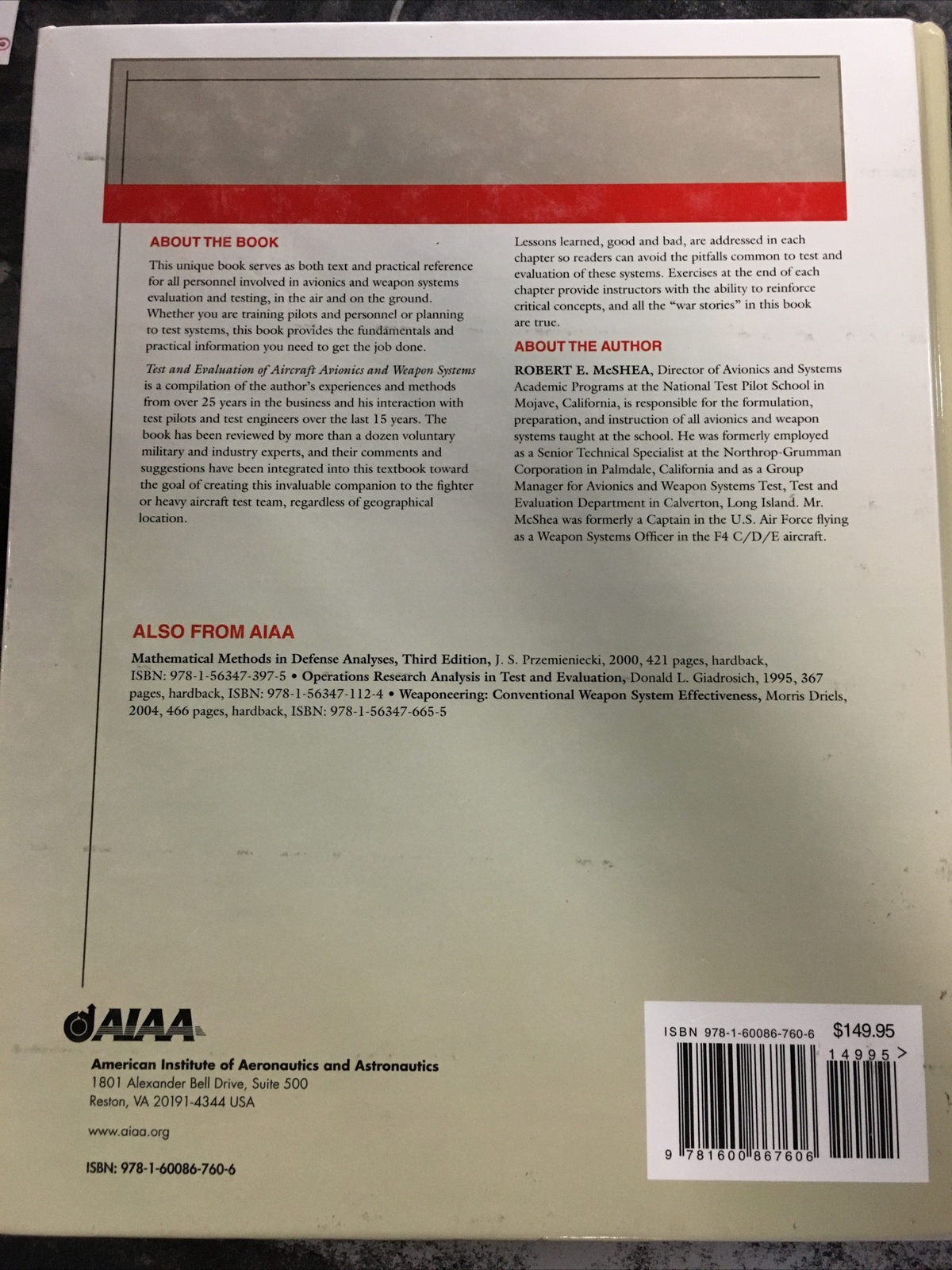 Test and Evaluation of Aircraft Avionics and Weapon Systems by Robert E ...