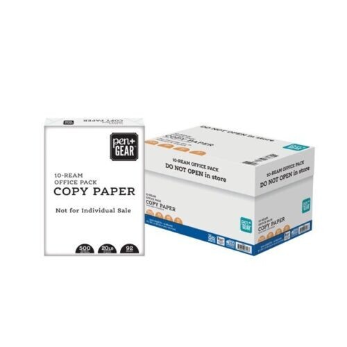 Printer Copy Paper 8.5 x 11 White 10 Reams Case 5000 sheets 92 bright ...