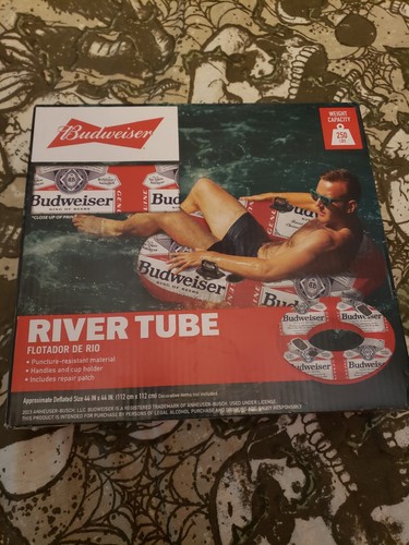 BUDWEISER BEER RIVER TUBE POOL FLOAT 44x44 250 Pound weight limit ...