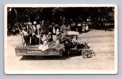 American Parade Float "Covered Wagon Period" RPPC Old West Reenactment ...