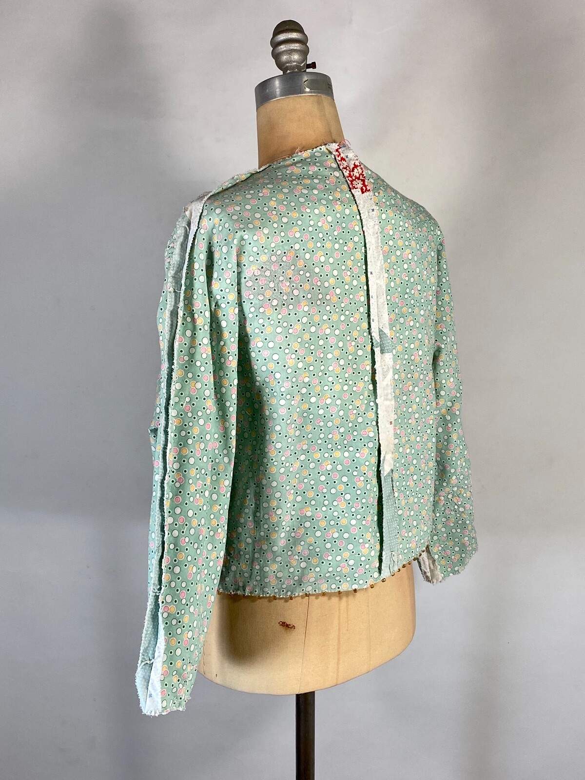 Vintage 1930's QUILT FABRIC up-cycled repurposed REVERSIBLE jacket w ...