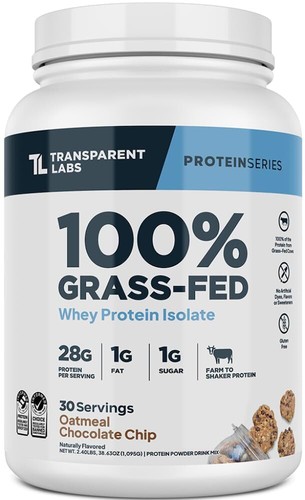 Transparent Labs 100 Grass Fed Whey Protein Isolate 30 Servings Natural ...