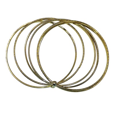 Womens Gold Tone Thin Bangle Bracelets Set Of 6 Stackable Lightweight ...