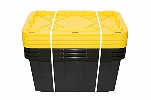 GREENMADE Extra Strong 27 Gallon Black and Yellow Storage Bin (4pack ...