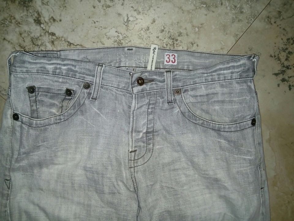 Guess Jeans Men's Rebel Straight Button Fly 33 Gray | eBay