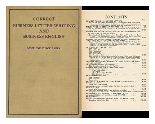 BAKER, JOSEPHINE TRUCK Correct Business Letter Writing and Business ...