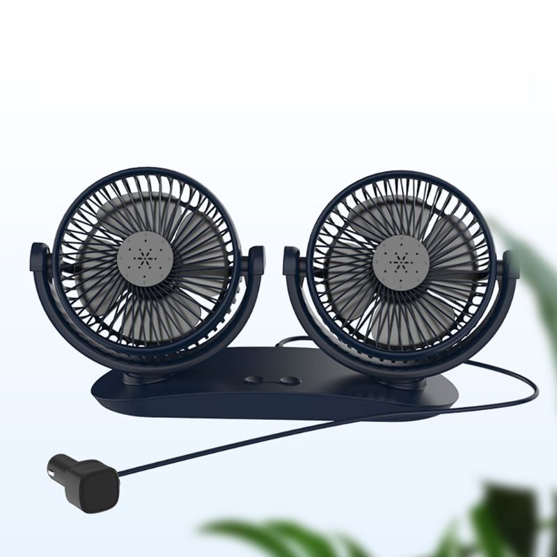 USB Auto Air Cooling Dual-head Fan 360° Rotation Strong Wind Adjustable ...