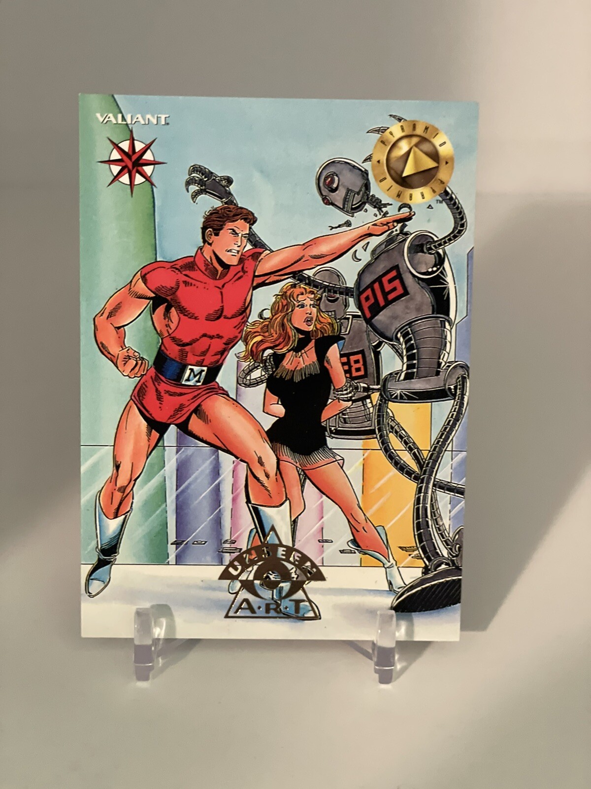 1993 Upper Deck Valiant #U1 MAGNUS & LEEJA Pyramid foil Card ART by Bob ...