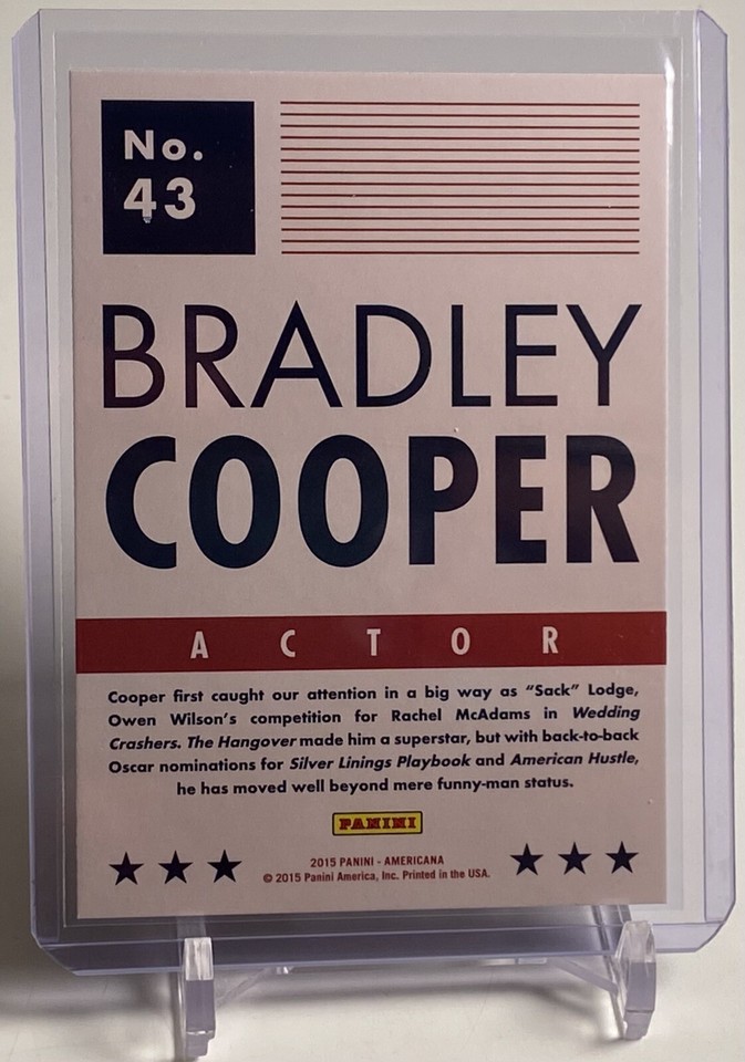 2015 Panini Americana Actor Bradley Cooper Trading Card #43 W/Top ...