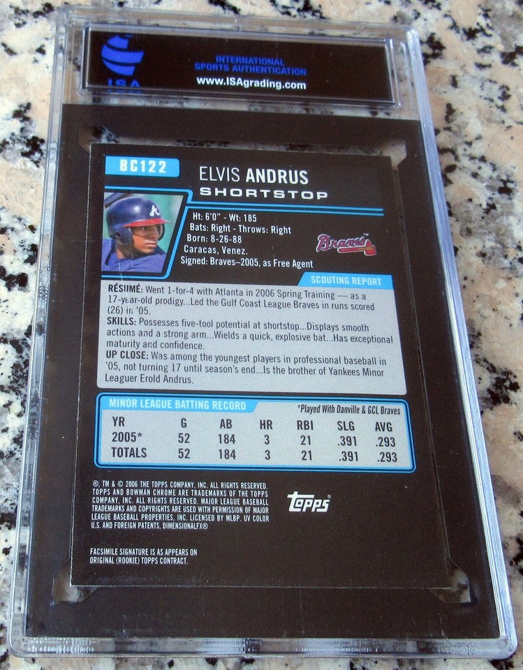 ELVIS ANDRUS 2006 Bowman CHROME 1st TRUE Rookie Card RC GEM MINT 10 ...
