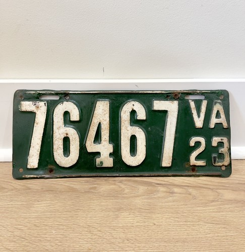1923 Antique Virginia Vehicle License Plate Original Paint Green ...
