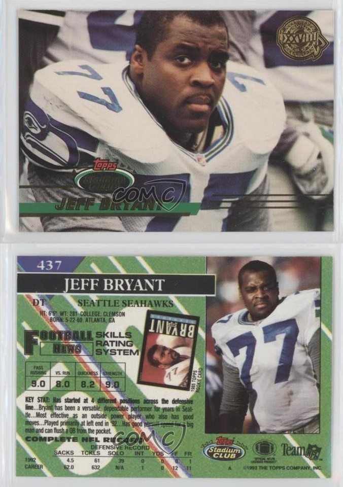 1993 Topps Stadium Club Super Teams Redeemed Bowl XXVIII Jeff Bryant ...