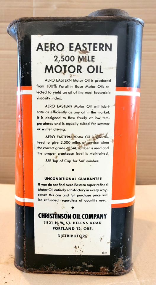 Rare vintage AERO EASTERN MOTOR OIL 2 Gallon Can - two gal ...