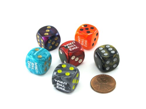 Pack of 6 Custom Engraved 16mm Assorted Style Funny Meme Dice - Worst ...