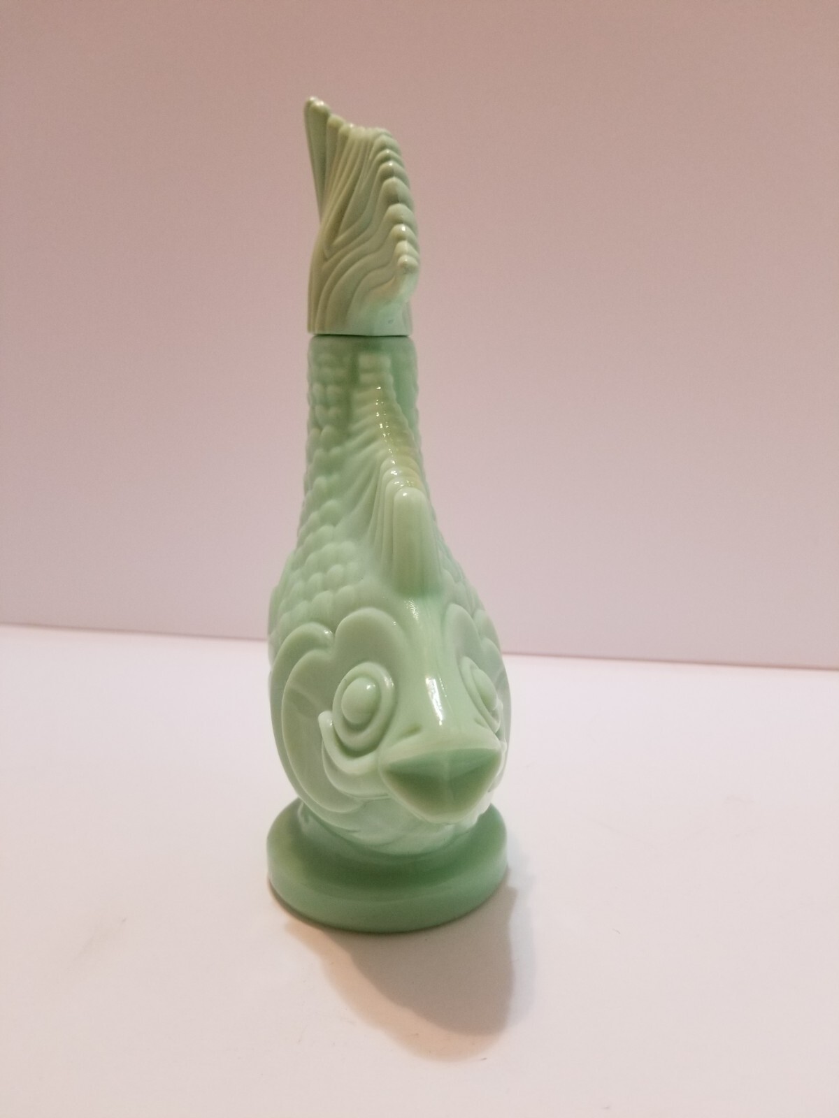 VTG 70's Avon Sea Spirit Jadeite Koi Fish Green Milk Glass Decanter ...