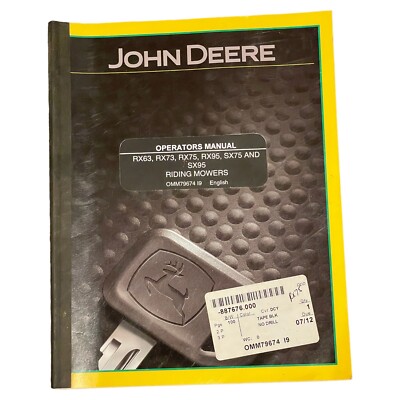 John Deere RX63 RX73 RX75 RX95 SX75 SX95 Riding Mowers Operators Manual ...