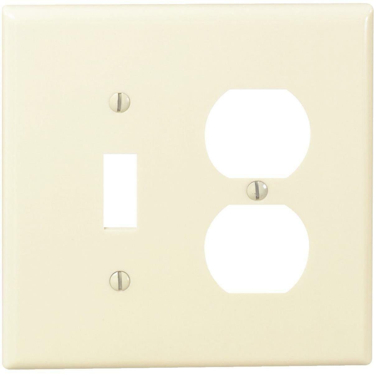 LEVITON 2-Gang 1-Toggle 1-Duplex Wallplate / Faceplate 86005 IVORY 4.5 ...
