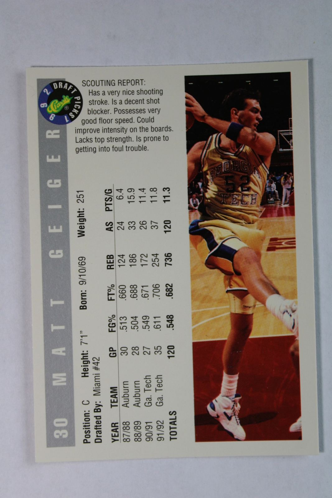 1992 Classic Draft Picks - #30 Matt Geiger (RC) for sale online | eBay