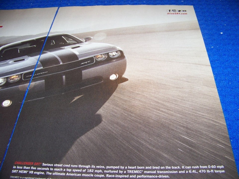 2012 DODGE CHALLENGER SRT "BORN TO BOLT"..2-PAGE COLOR SALES AD (457KK ...