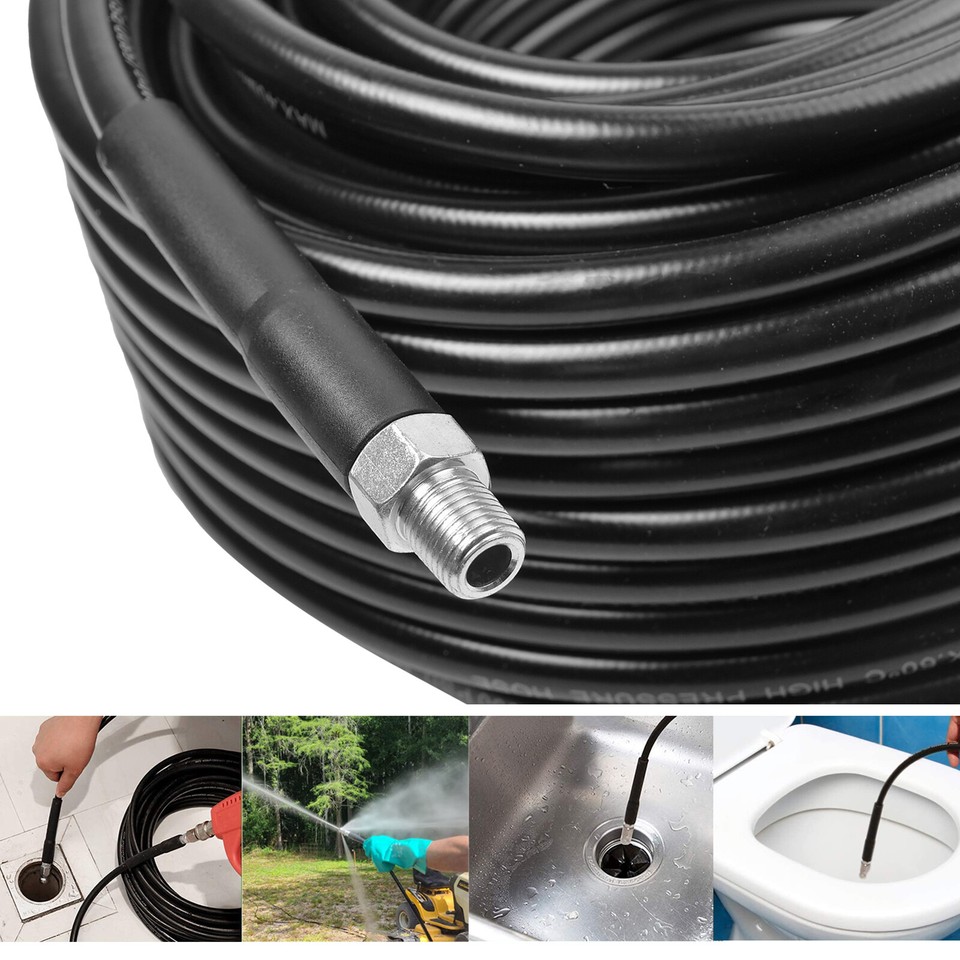 30M 5800PSI High Pressure Drain Jet Washer Hose Cleaning Pipe Sewer ...