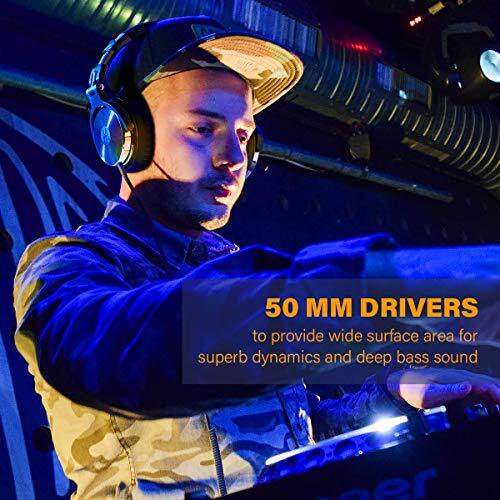 Over Ear Headphone, Wired Bass Headsets with 50mm Driver, Foldable Dark ...