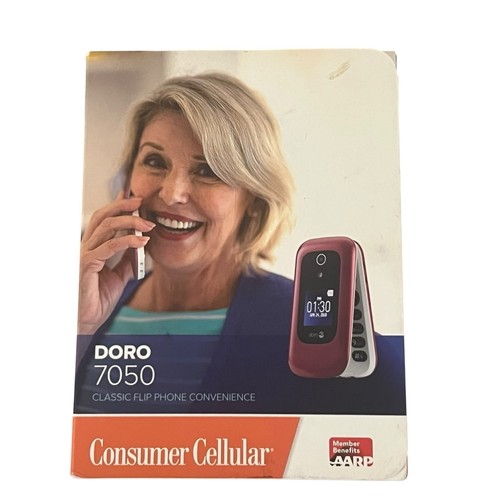 Doro Flip Phone Burgundy Black White Consumer Cellular New | eBay