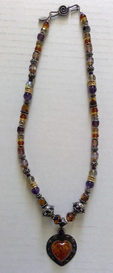 Vintage Robert Shields Design Heart Necklace with beads | eBay