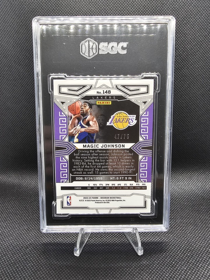2022-23 Panini Obsidian - Magic Johnson #148 Electric Etch Red Yellow ...