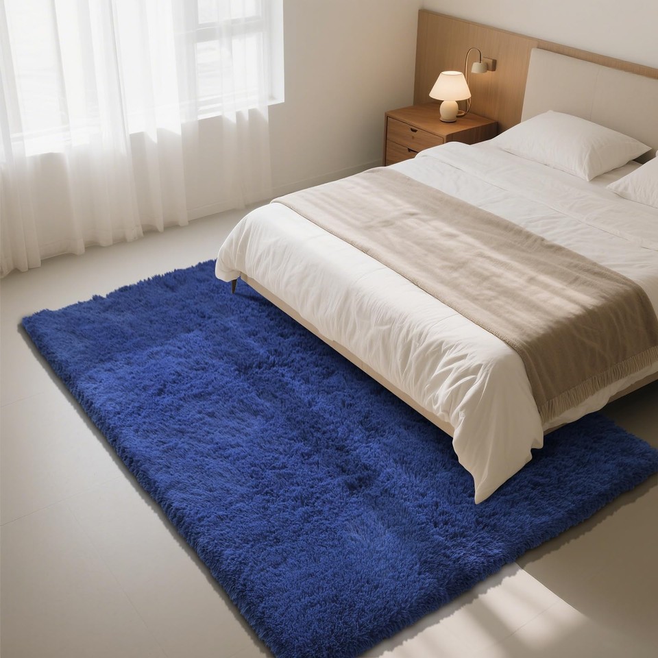 Blue Fluffy Rug Shaggy Area Rug, 9x12 Area Rugs for Girls Bedroom, Big ...