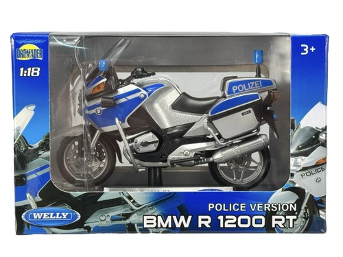 WELLY BMW R 1200 RT R1200RT POLIZEI SILVER 1:18 MOTORCYCLE DIE CAST ...