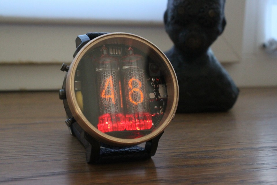 NIXIE TUBE WRIST WATCH CLOCK BASED ON IN-16 ИН-16 | battery month or 2K ...
