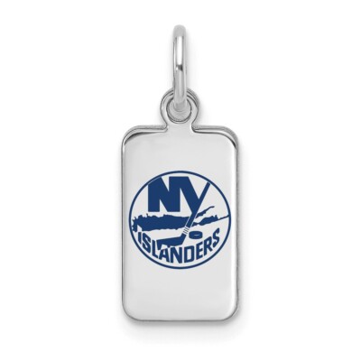 Sterling Silver Rhodium-plated NHL LogoArt New York Islanders Enamel ...