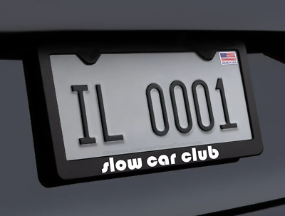 Slow Car Club License Plate Frame Black Premium Metal with Screws and ...