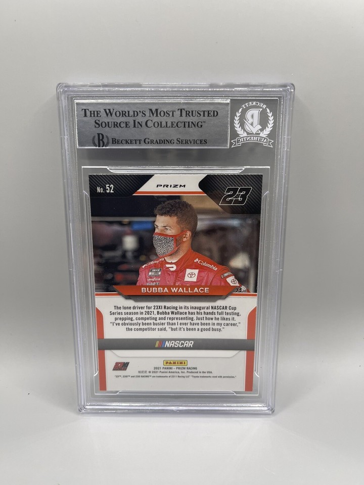 Bubba Wallace Signed 2021 Prizm Racing #52 White Sparkle SP Beckett ...