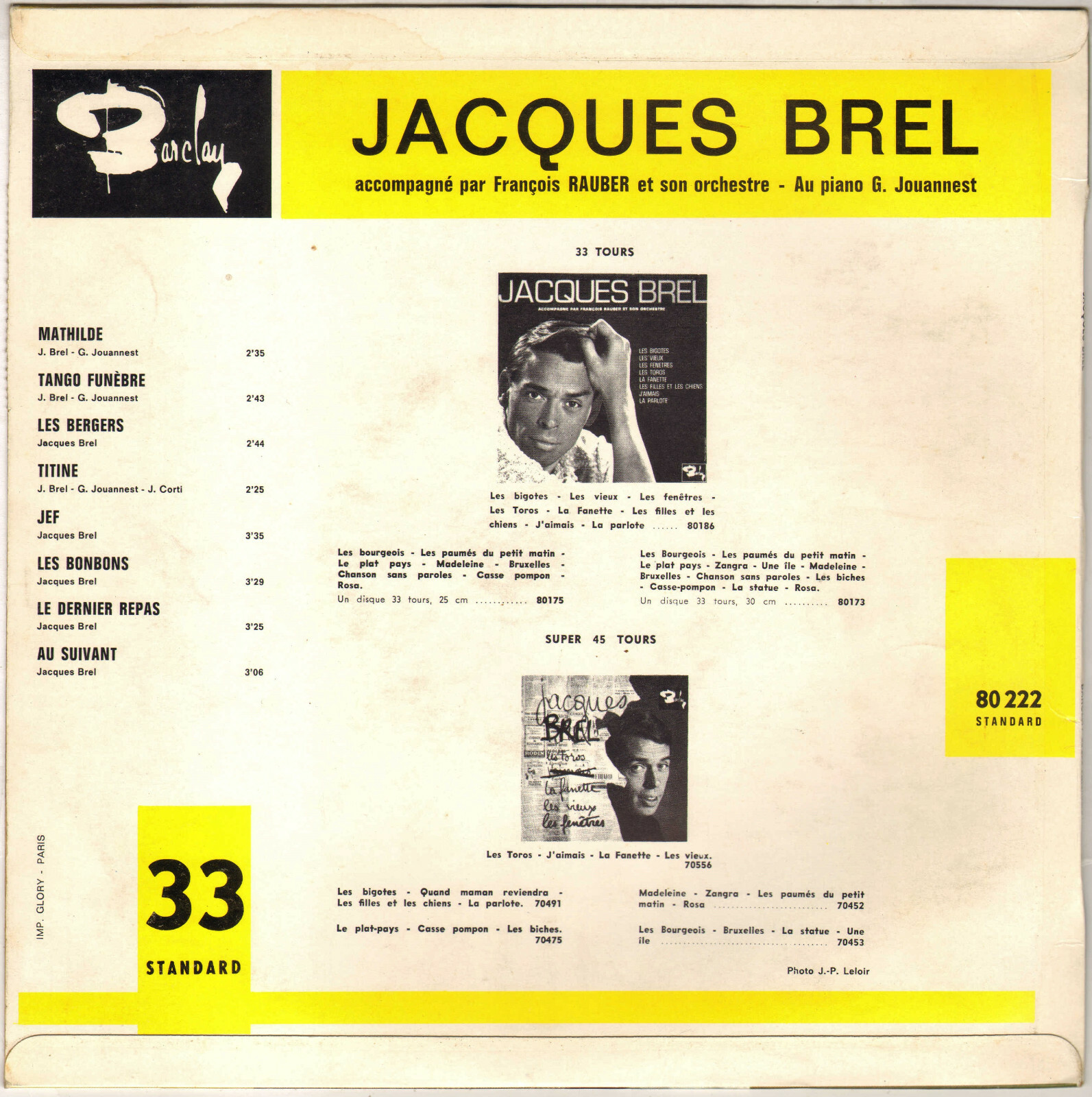 JACQUES BREL "MATHILDE" 25 CM 1964 BARCLAY 80 222 | eBay