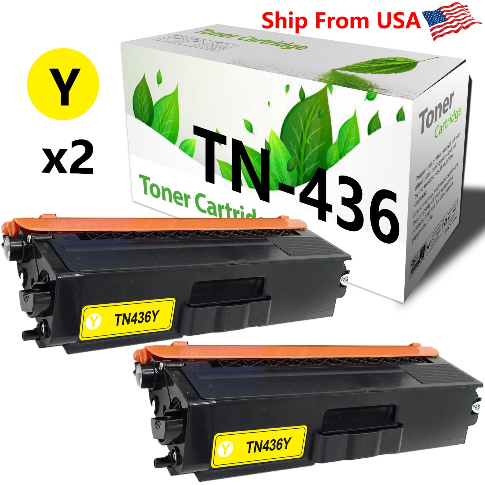 (2PK,Yellow) TN436 Toner Cartridge TN-436 used for DCP-L8410CDW Printer ...