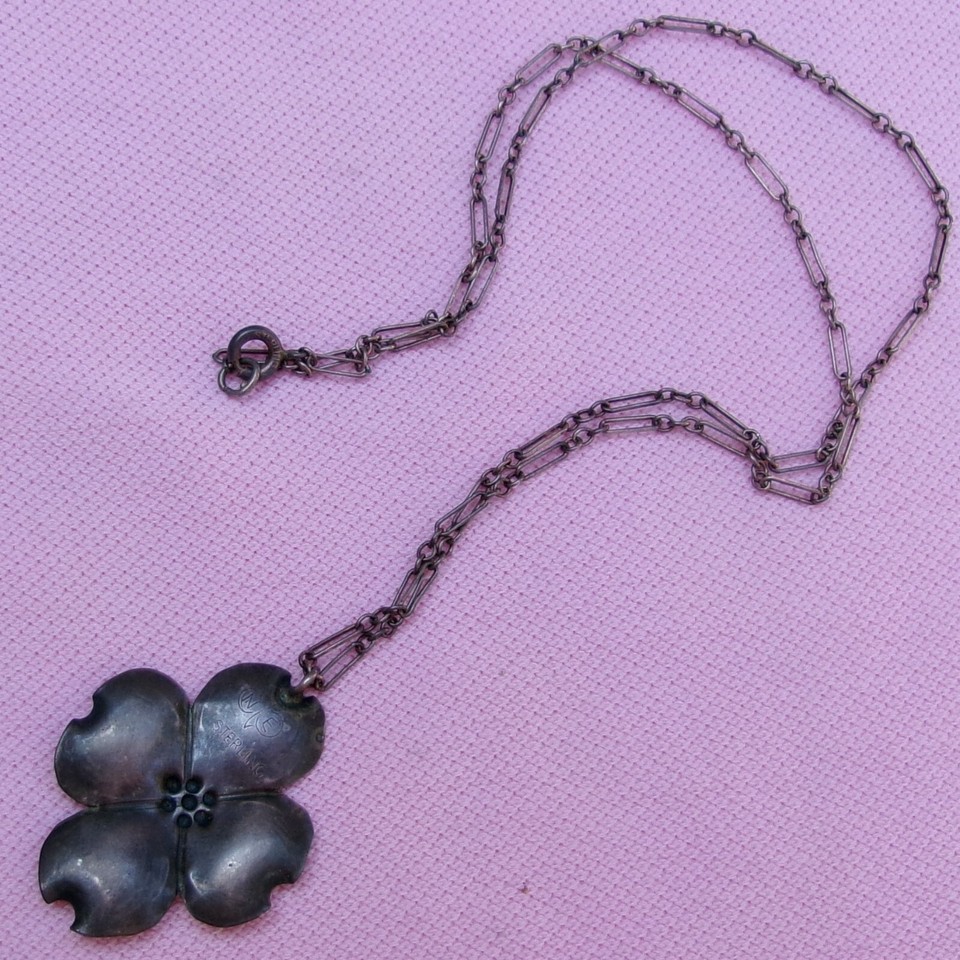Vintage Deco STUART NYE Sterling Silver Dogwood Flower Necklace ...