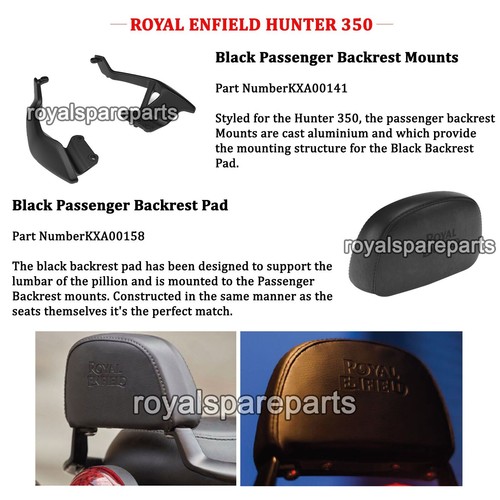 Genuine Royal Enfield HUNTER 350 Black Passenger Backrest Mounts with ...